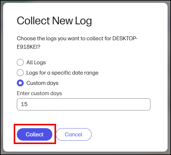 Protect & Trace: Collecting Logs for a device
