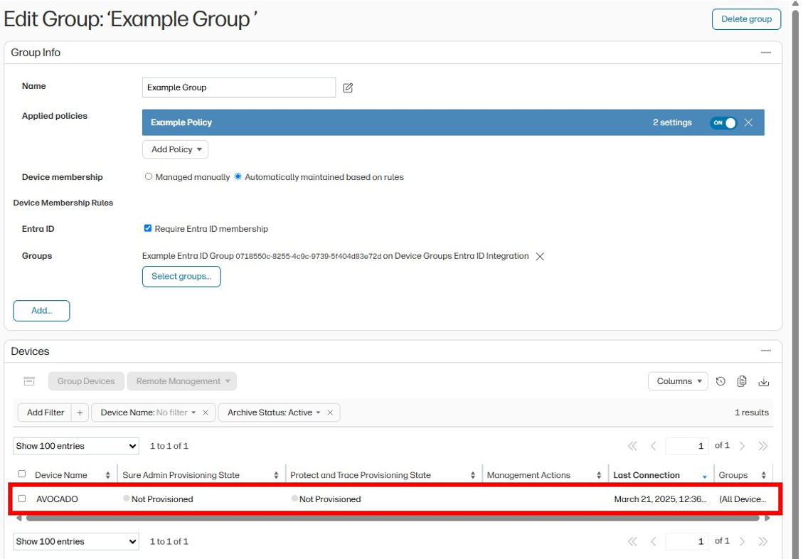 Associating a Device Group with Entra ID groups